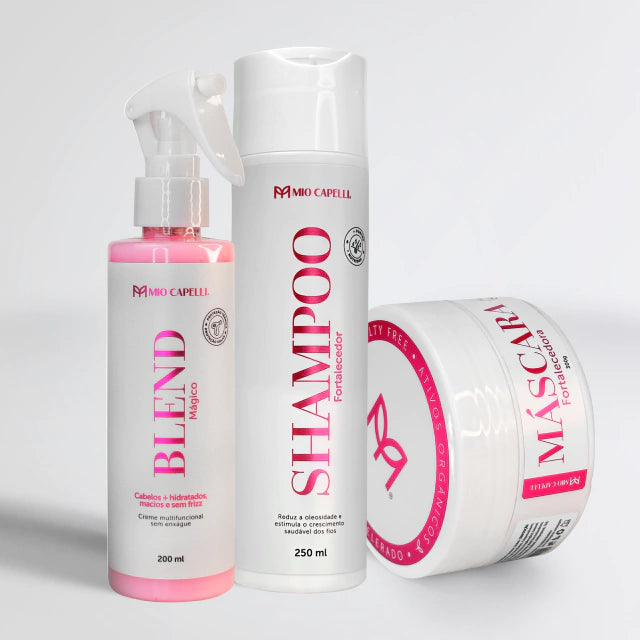 Kit Cabelo Brilhante (Shampoo Fortalecedor + Máscara Fortalecedora + B